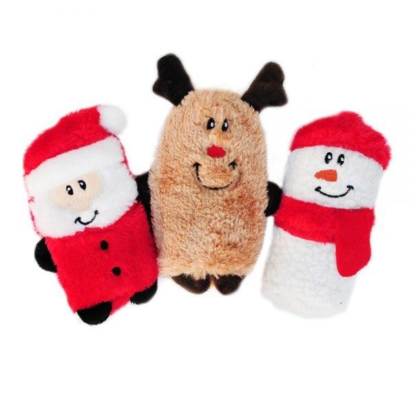 ZippyPaws Holiday Squeakie Buddies Set of 3 No Stuffing Plush Dog Toys ...