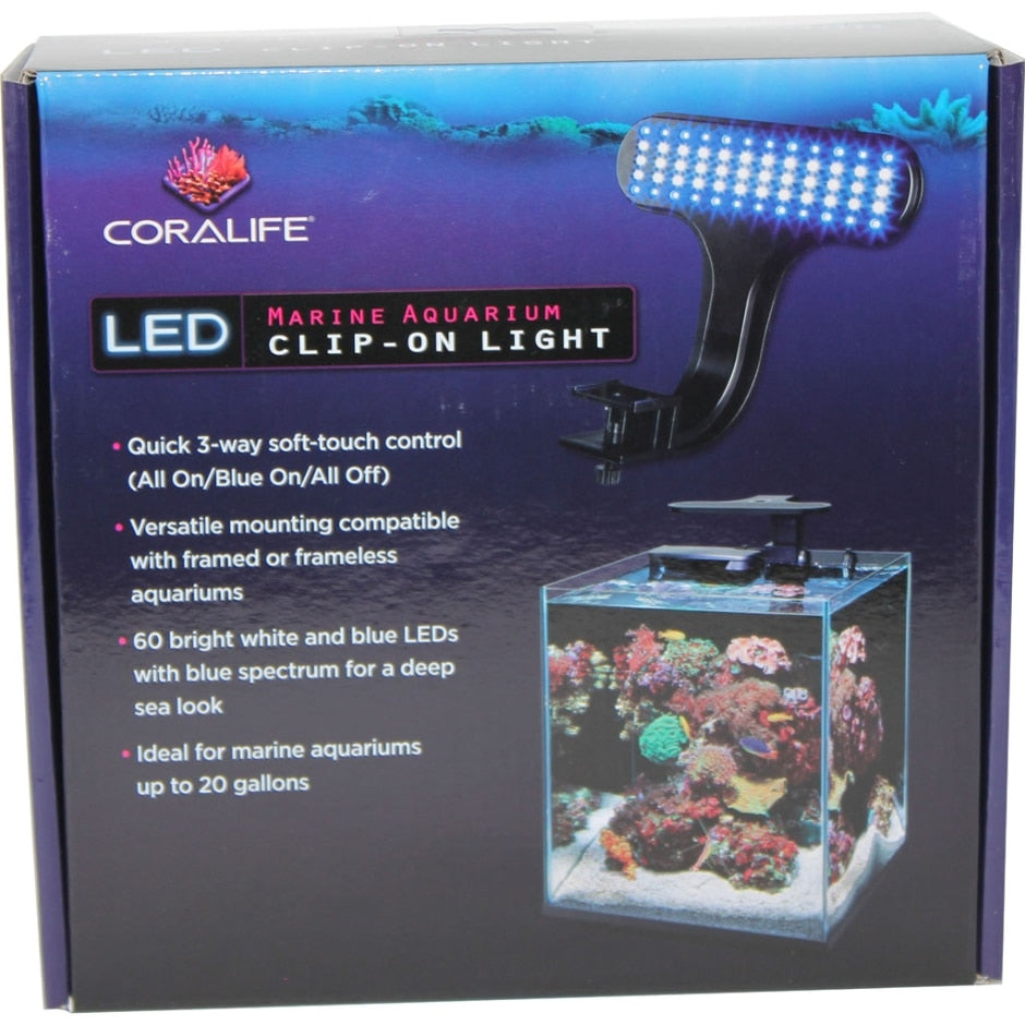 CORALIFE LED CLIP-ON MARINE AQUARIUM LIGHT FIXTURE (UP TO 20 GALLONS ...
